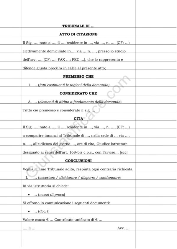 Atto di citazione: guida alla redazione (Riforma Cartabia) | Giurista ... Atto di citazione: guida alla redazione (Riforma Cartabia) | Giurista ...